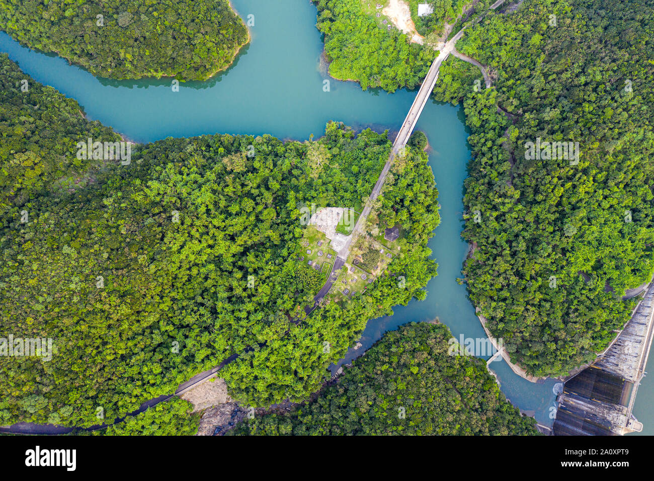 Aerial view of Reservoir Landscape Stock Photo - Alamy