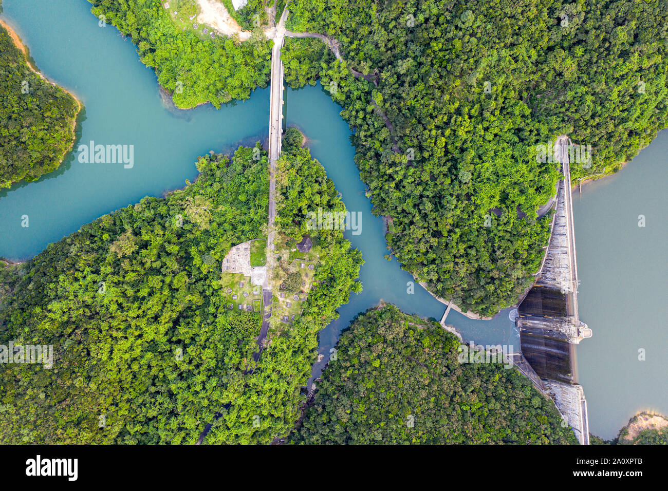 Aerial view of Reservoir Landscape Stock Photo - Alamy