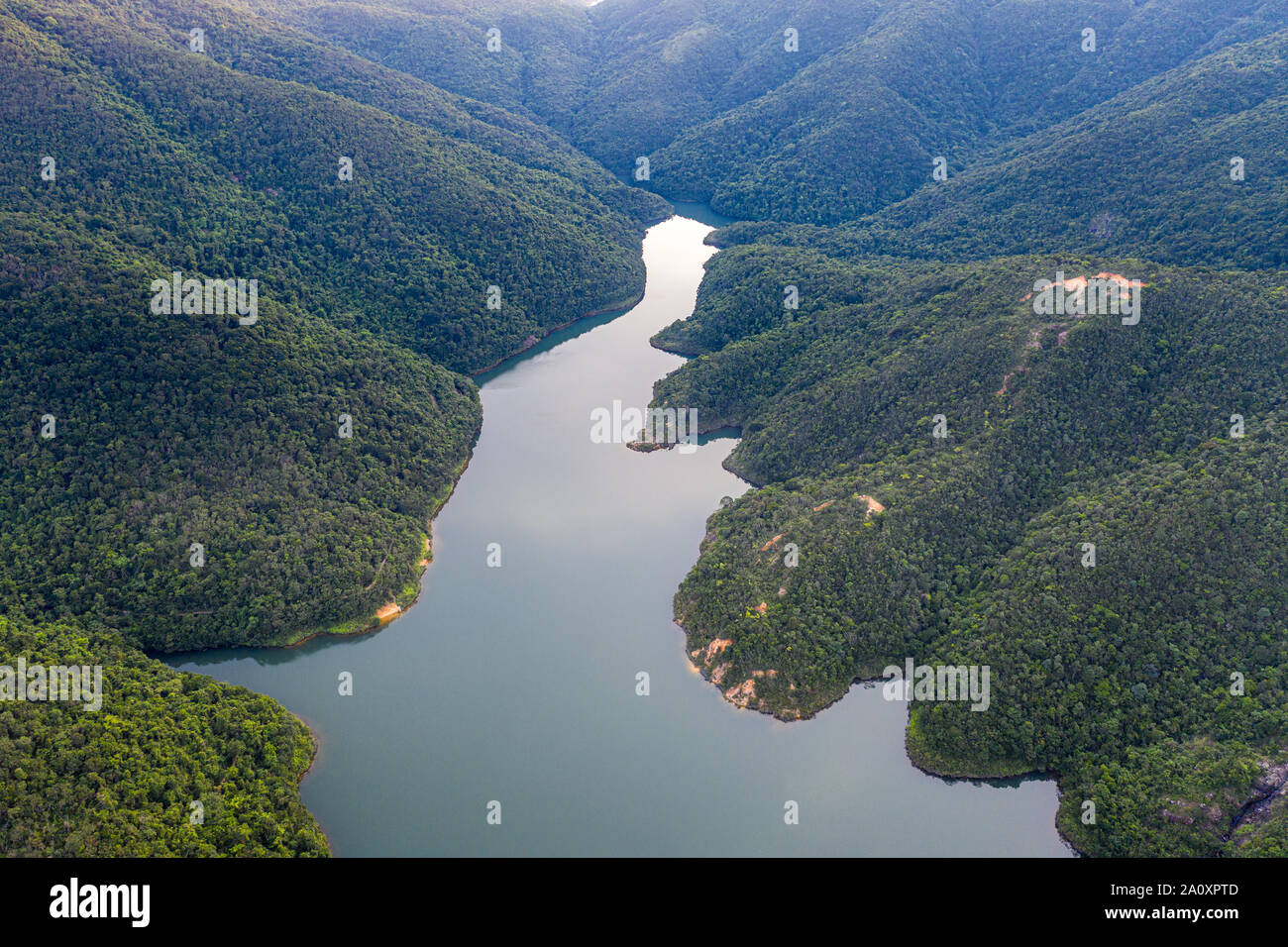 Aerial view of Reservoir Landscape Stock Photo - Alamy