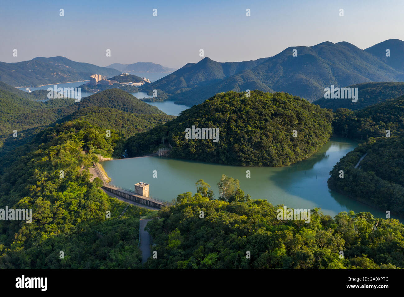 Aerial view of Reservoir Landscape Stock Photo - Alamy