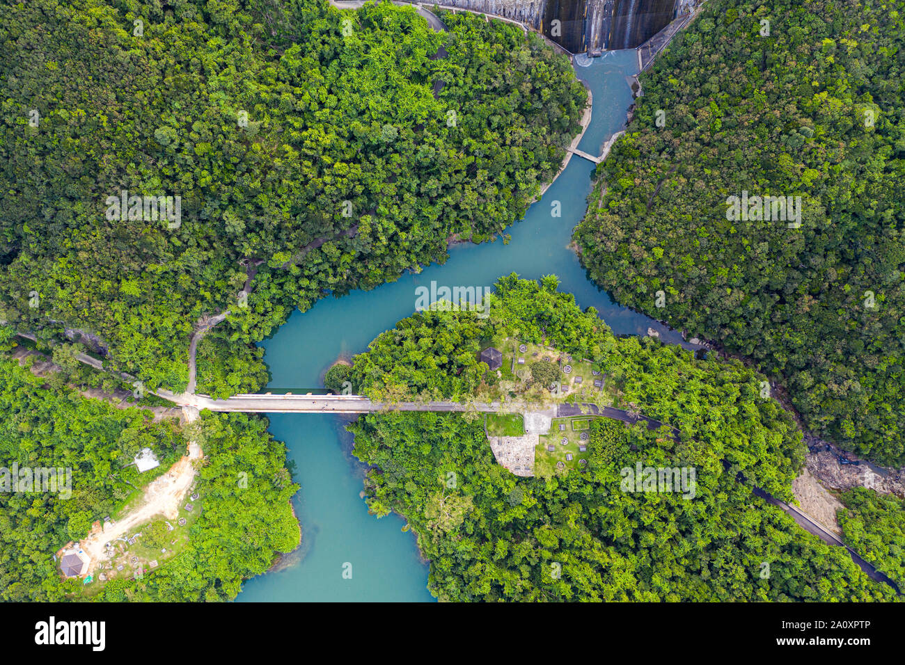 Aerial view of Reservoir Landscape Stock Photo - Alamy