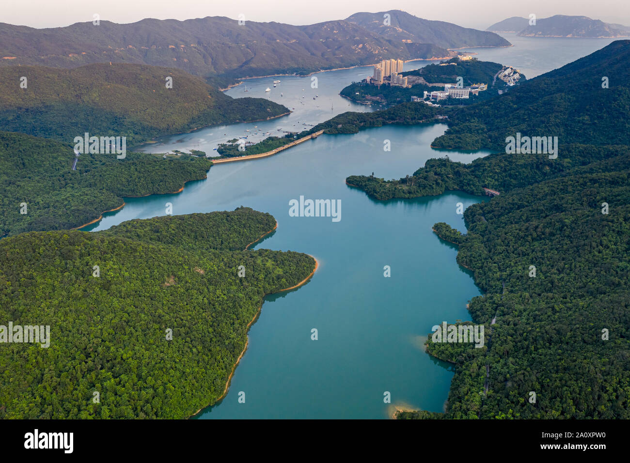 Aerial view of Reservoir Landscape Stock Photo - Alamy