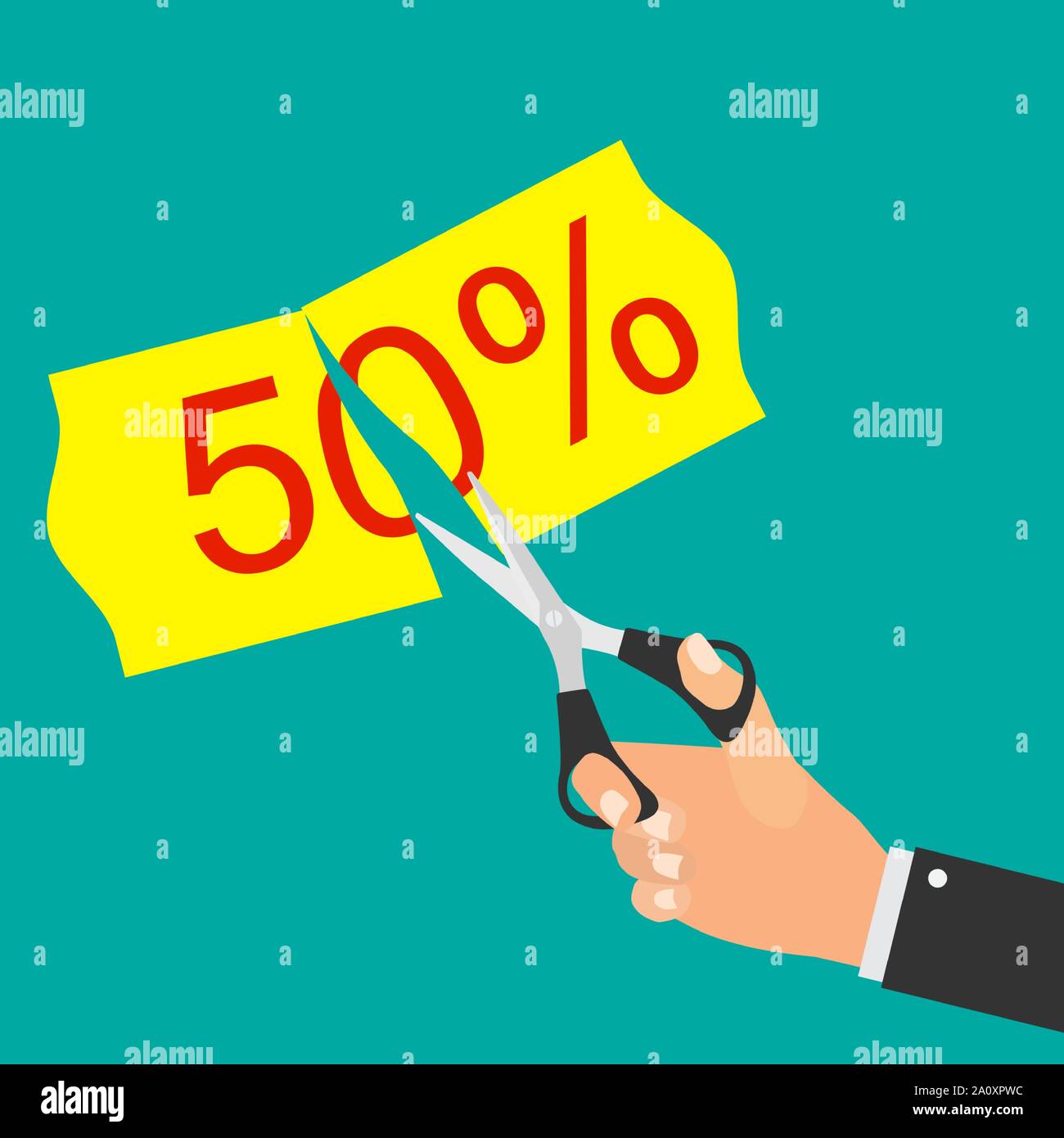 Cut prices Sale and discounts design. Vector Illustration Stock Vector ...