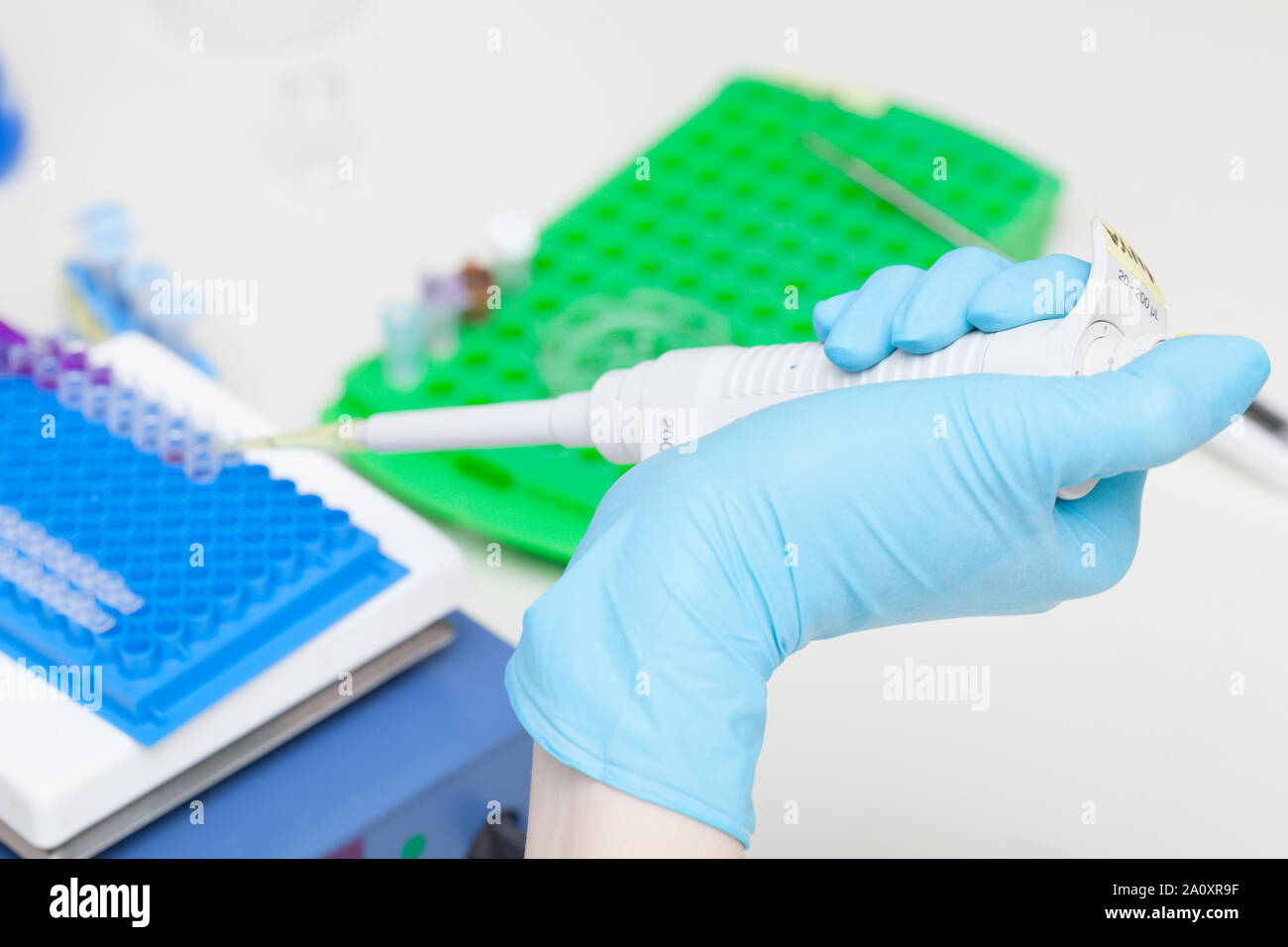 Using pipette in the laboratory Stock Photo - Alamy