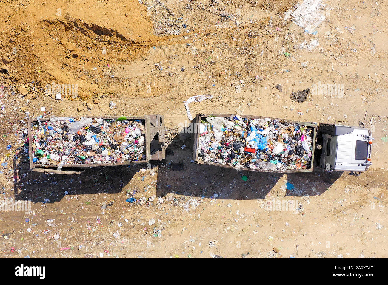 Garbage truck at landfill hi-res stock photography and images - Alamy
