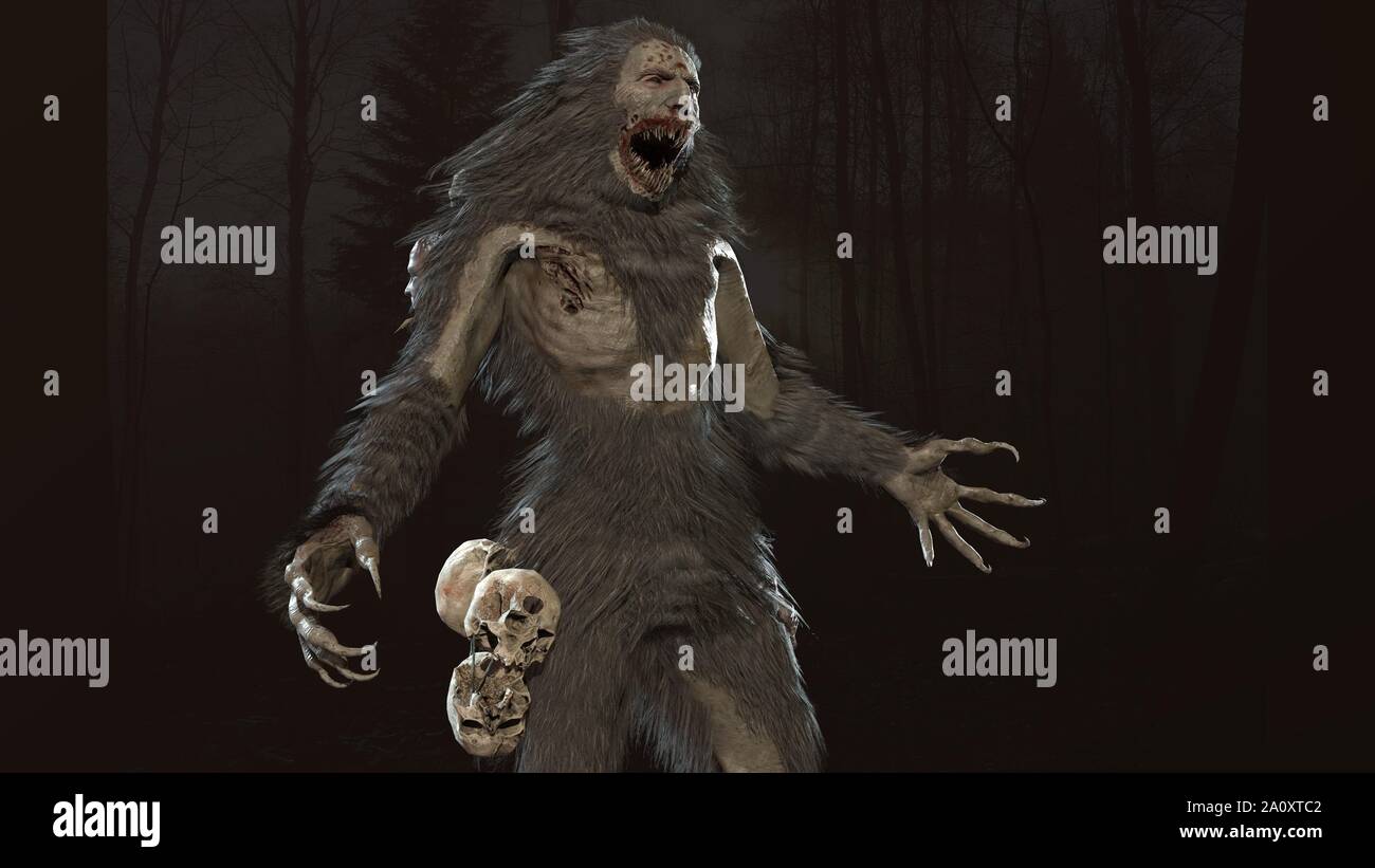 Wendigo mythical monster 3d render Stock Photo - Alamy