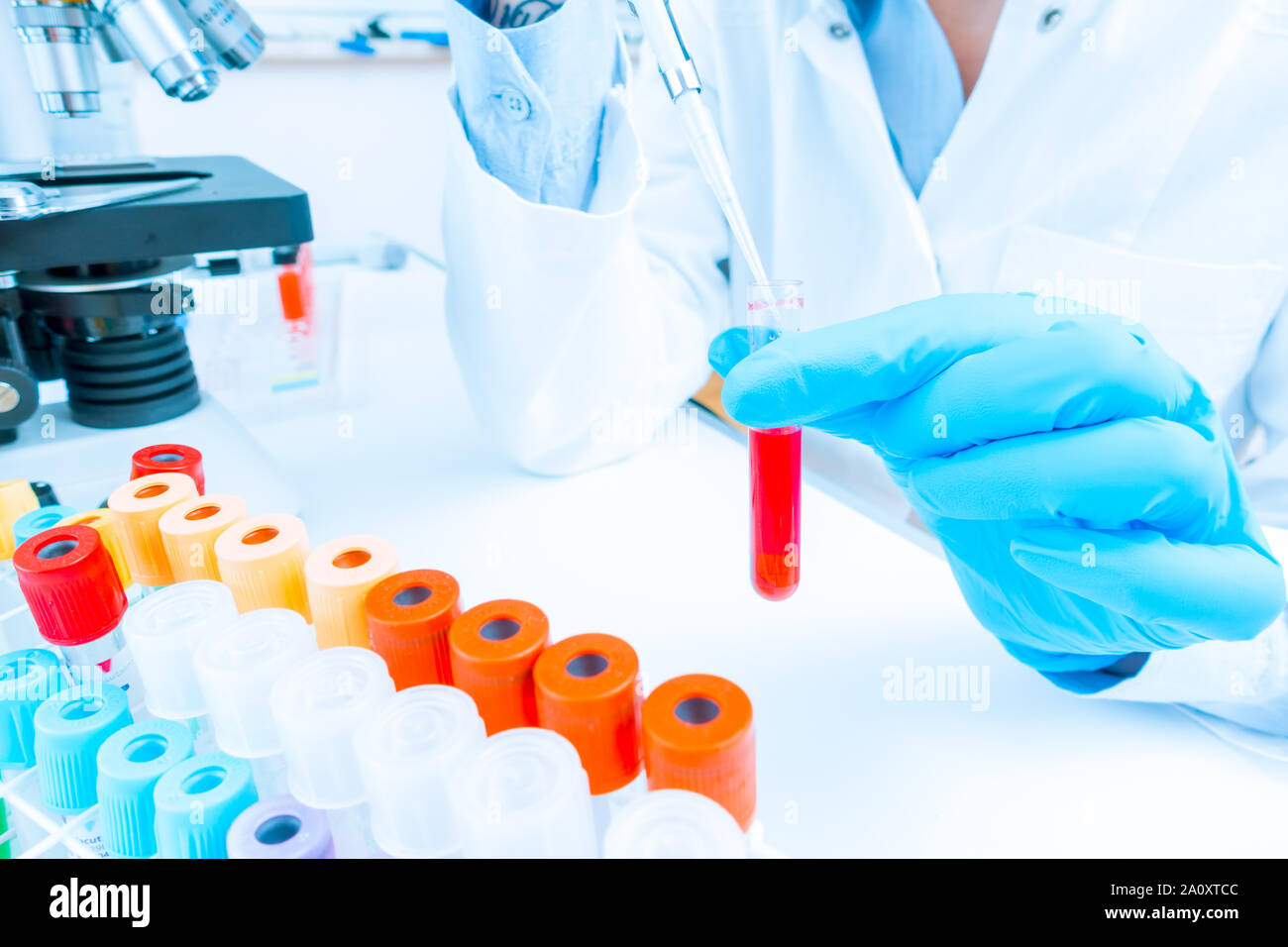 Girl lab technician at the clinic's microbiology laboratory Stock Photo ...