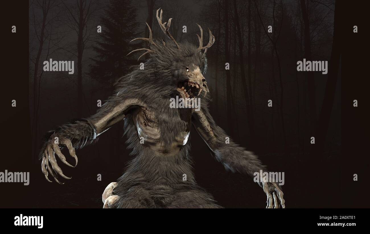 Wendigo mythical monster 3d render Stock Photo - Alamy