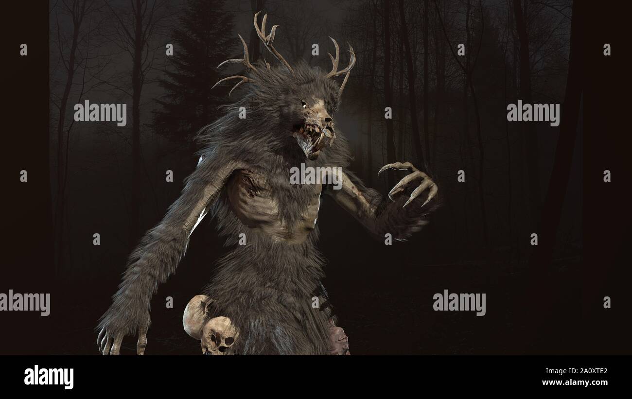 Wendigo mythical monster 3d render Stock Photo - Alamy