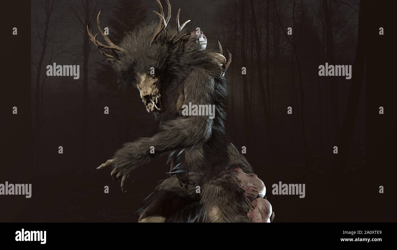 Wendigo mythical monster 3d render Stock Photo - Alamy