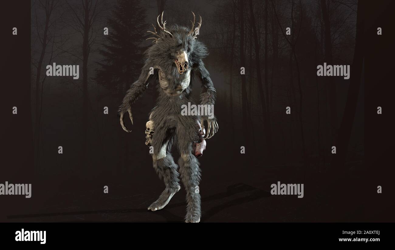 Wendigo mythical monster 3d render Stock Photo - Alamy
