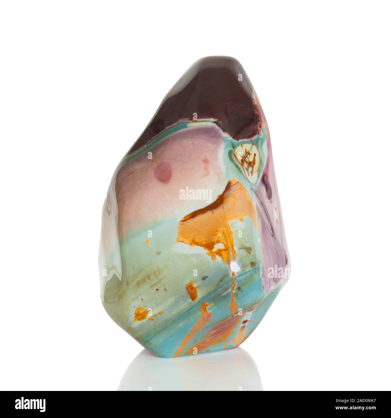 Closeup beautiful colorful jasper a natural gemstone isolated on white ...