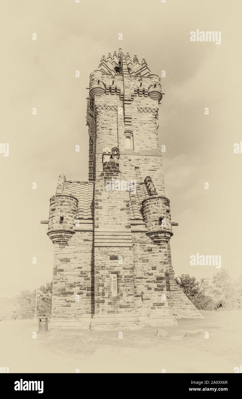 The Scottish National Wallace Monument in monochrome to Sir William ...