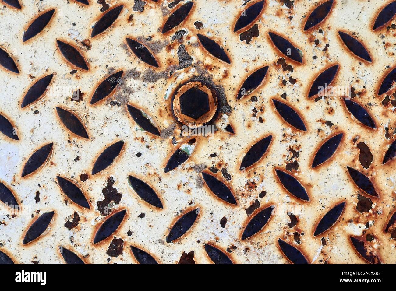 Detailed close up view on old rusty metal surfaces with lots of corrosion in high resolution ...