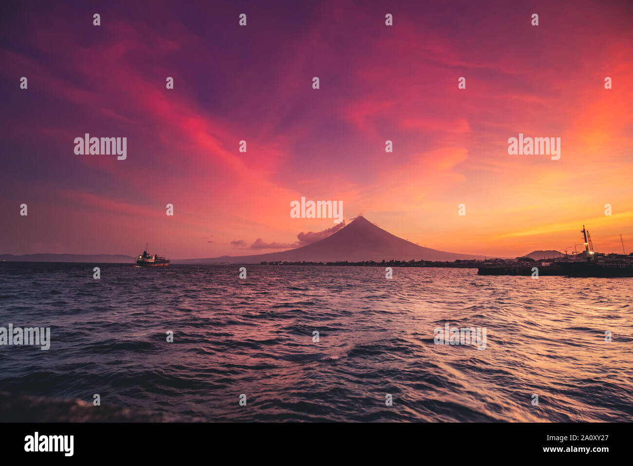 Great Mayon Volcano on Luzon Island Panoramic View. Oriental Mountain ...