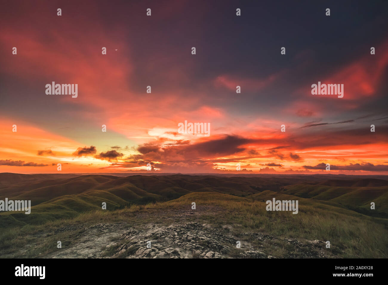 Beautiful Sunset over Climb Sumba Island Indonesia. Scenery Nature ...