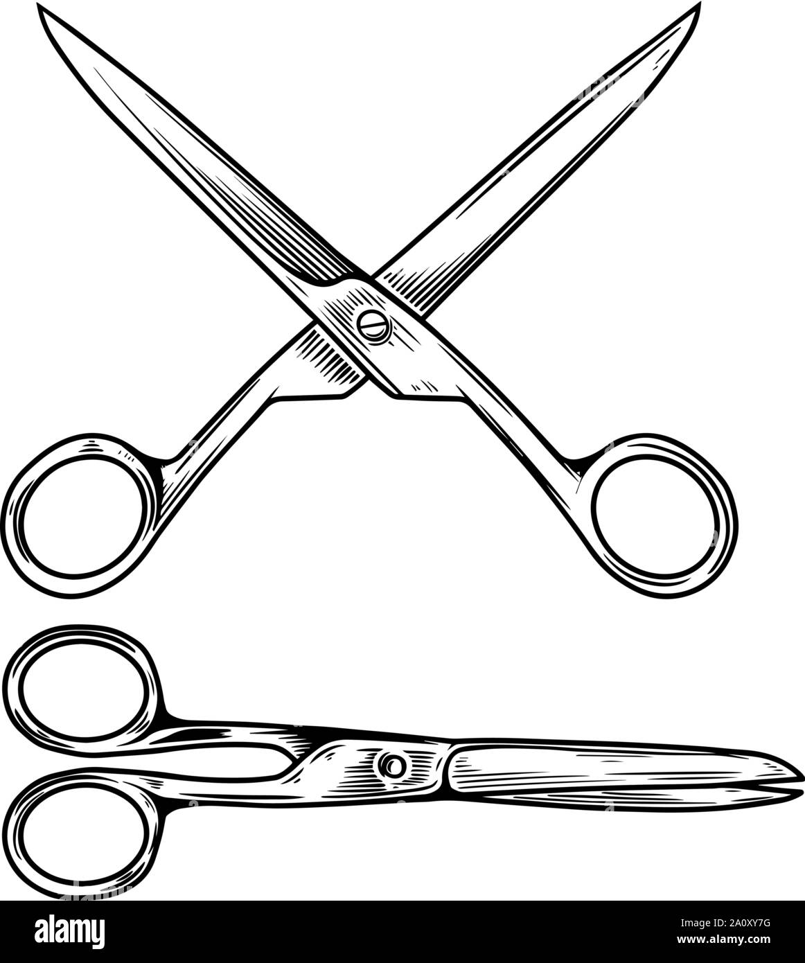 Set of illustration of scissors isolated on white background. Design ...