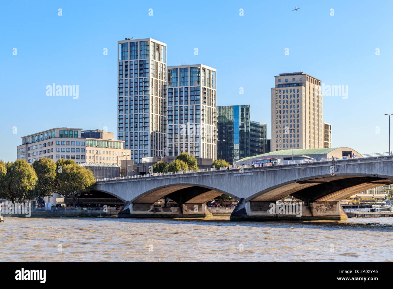 Waterloo Bridge and the South Bank, across the River Thames from the ...
