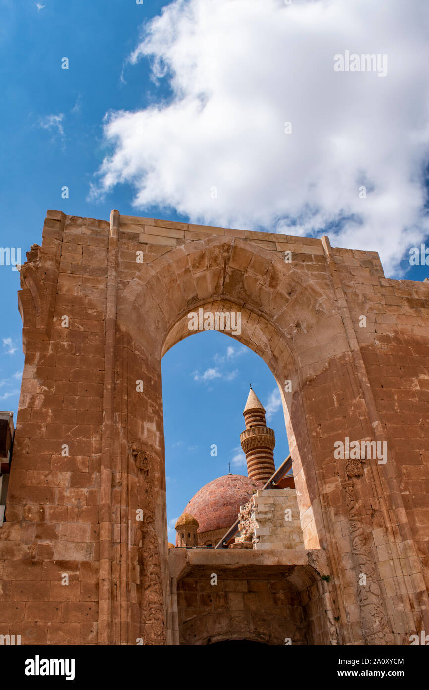 Dogubayazıt, Turkey: the dome and the minaret of the Ishak Pasha Palace ...