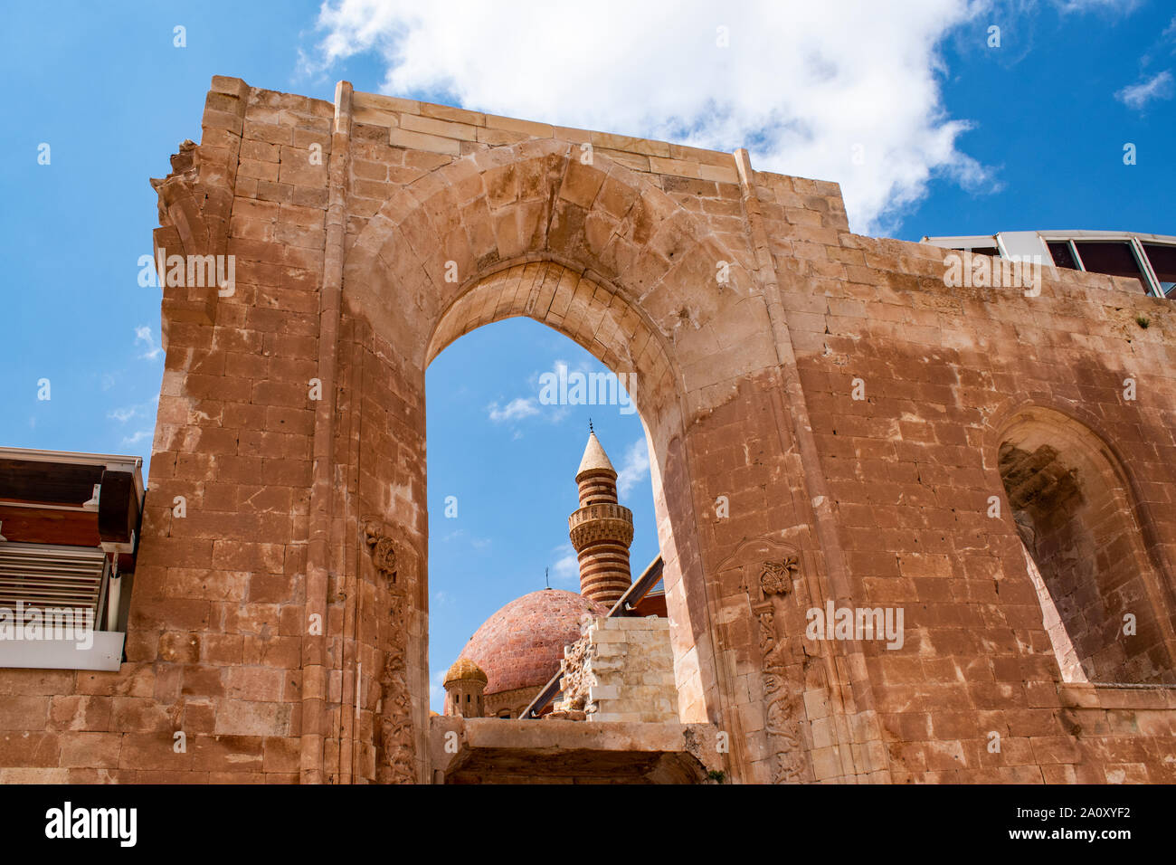 Dogubayazıt, Turkey: the dome and the minaret of the Ishak Pasha Palace ...