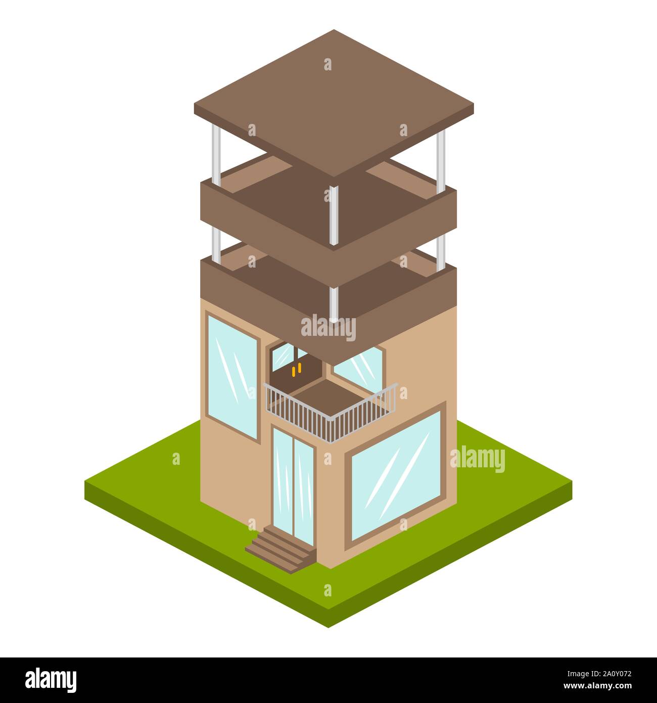 Isolated 3d apartment modern building over a white background - Vector ...
