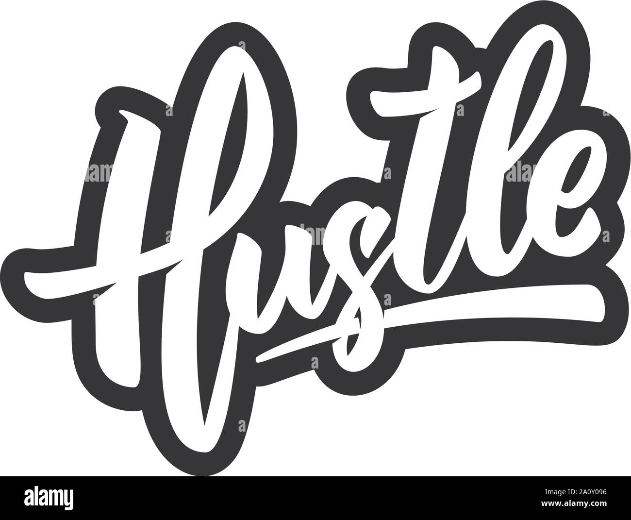 Hustle Lettering Phrase On White Background Design Element For Poster