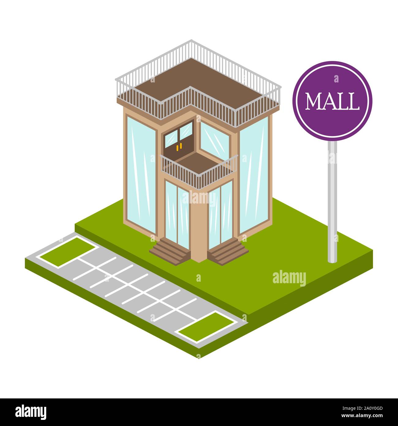 Isolated 3d mall store building over a white background - Vector Stock ...