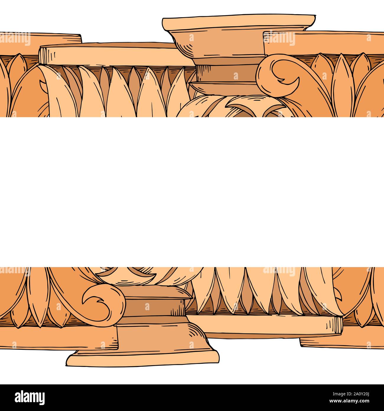 Vector Antique greek columns. Black and white engraved ink art. Frame ...
