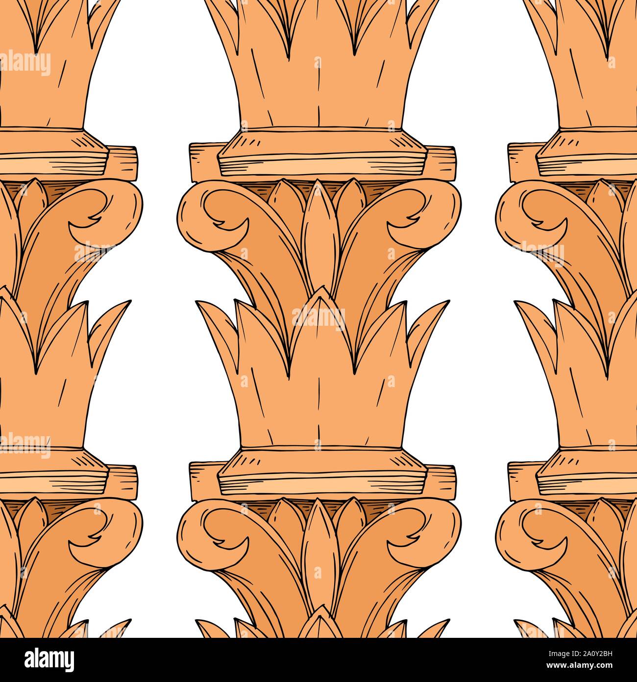 Vector Antique greek columns. Black and white engraved ink art ...