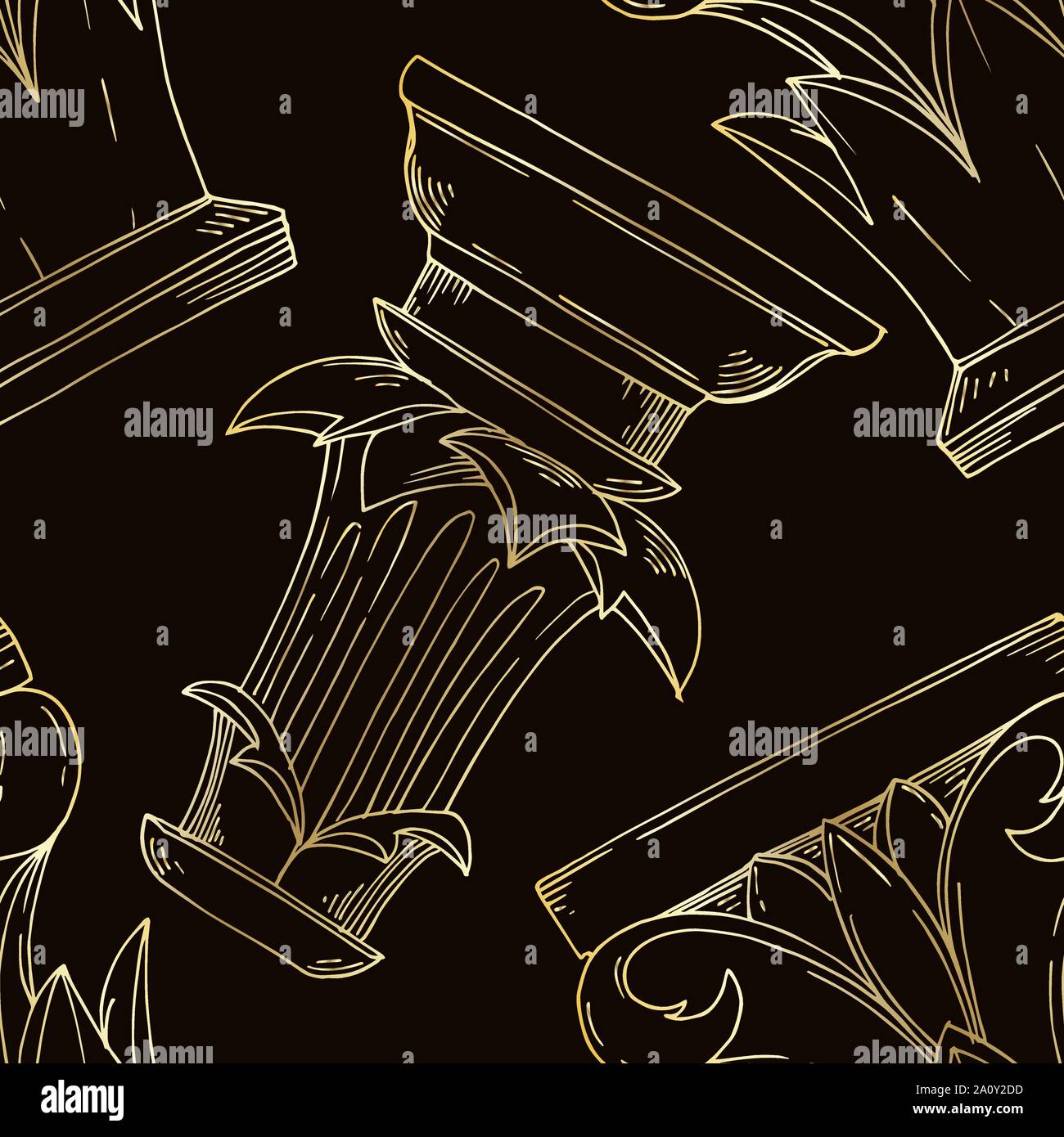 Vector Antique greek columns. Black and white engraved ink art ...