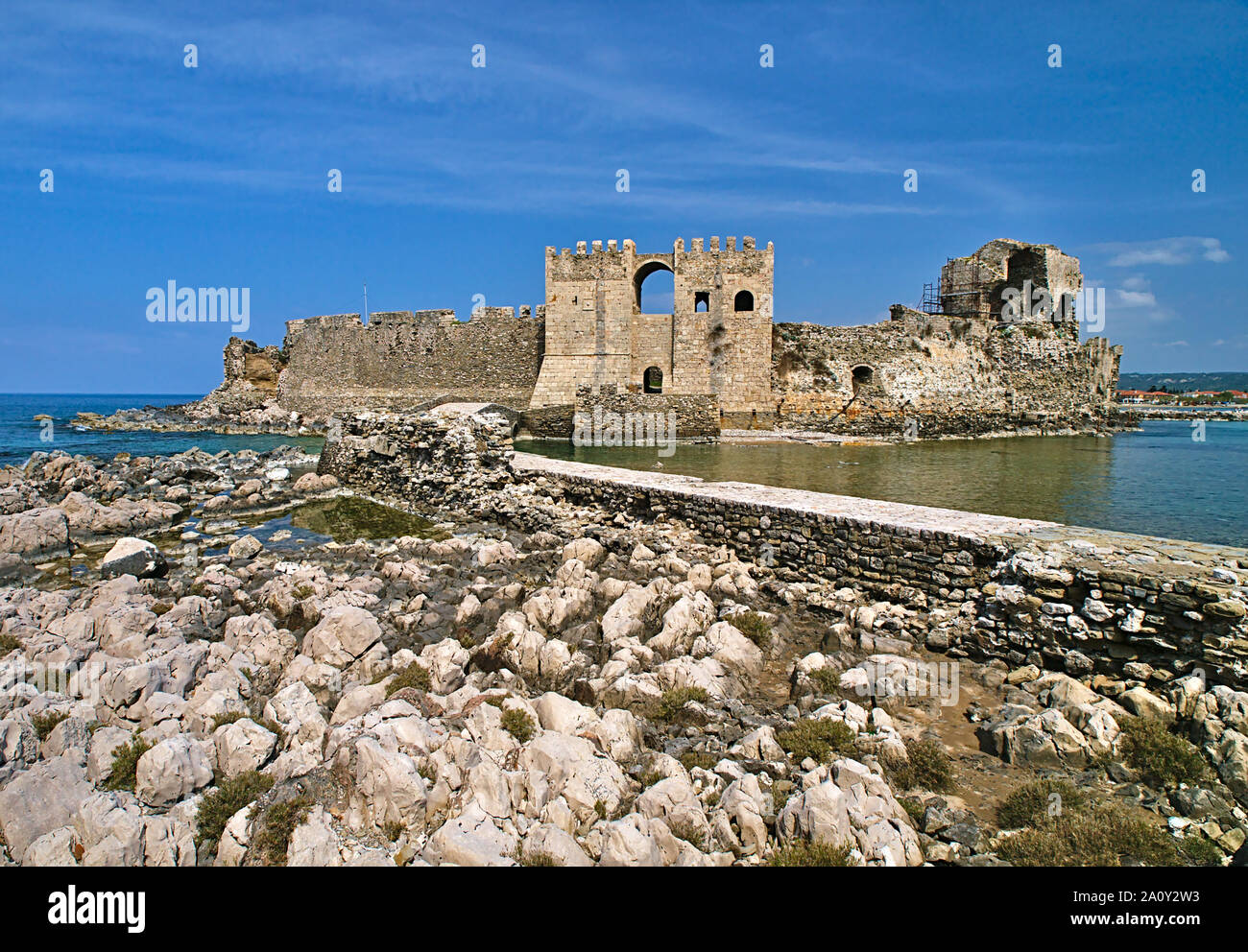 Methoni Venetian castle fortress in Peloponnese, Messenia, Greece ...