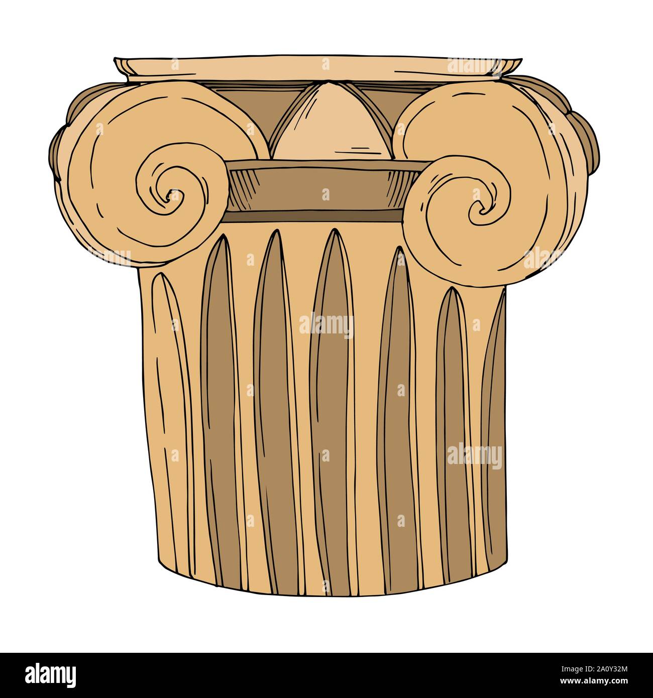 Vector Antique greek columns. Black and white engraved ink art ...