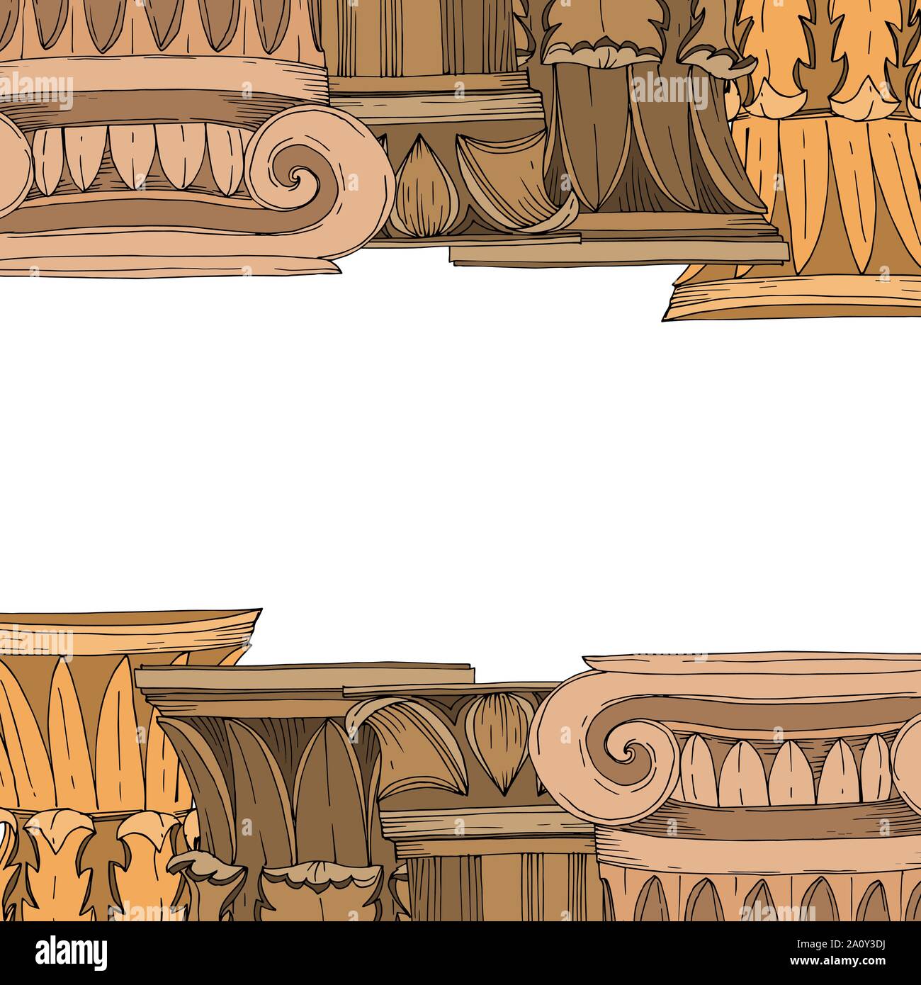 Vector Antique greek columns. Black and white engraved ink art. Frame ...