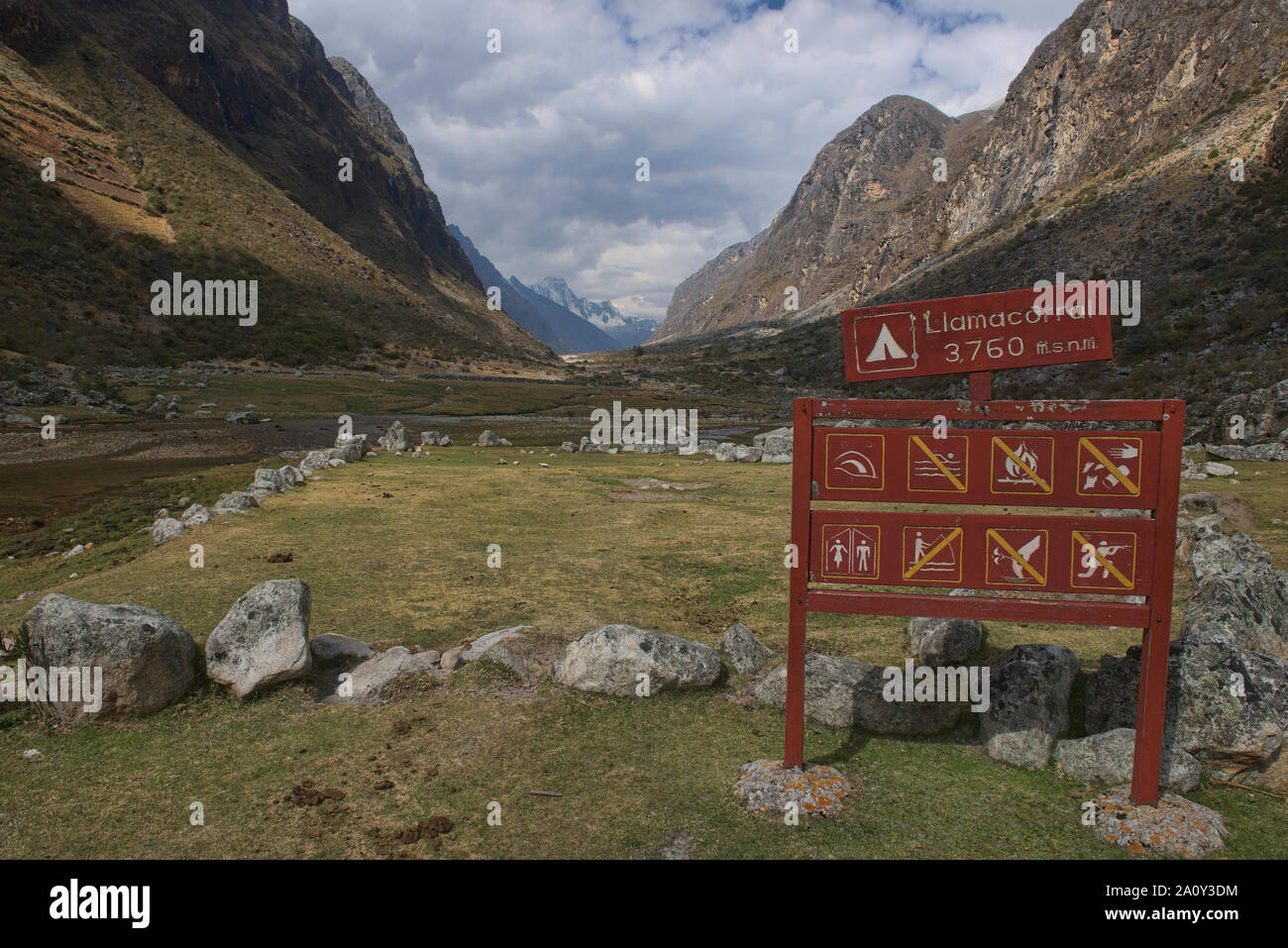 Llama Corral camp along the Santa Cruz trek, Cordillera Blanca, Ancash ...
