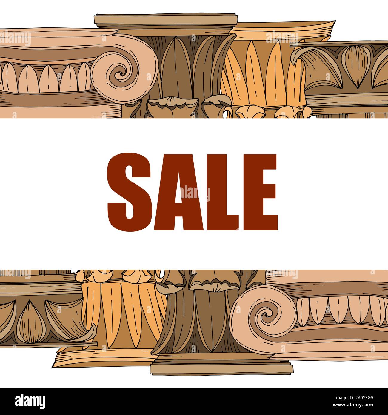 Vector Antique greek columns. Black and white engraved ink art. Frame ...