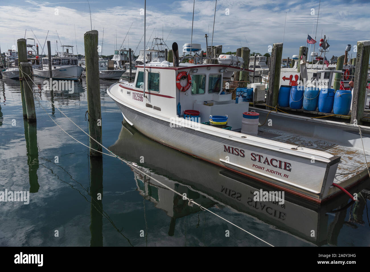 Commercial Boats moored at the Port of Galilee, Rhode Island USA Stock ...