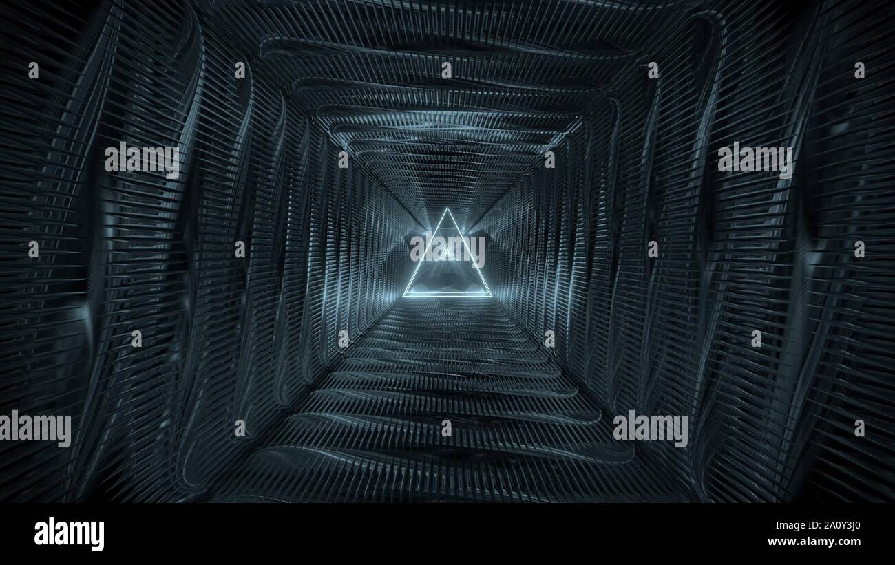 abstract holy glowing triangle wireframe design with metal motion ...