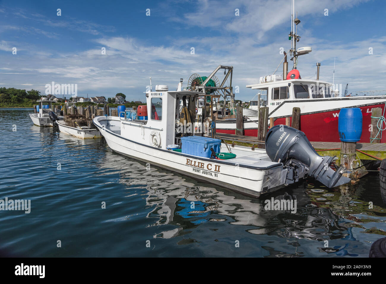 Commercial Boats moored at the Port of Galilee, Rhode Island USA Stock ...