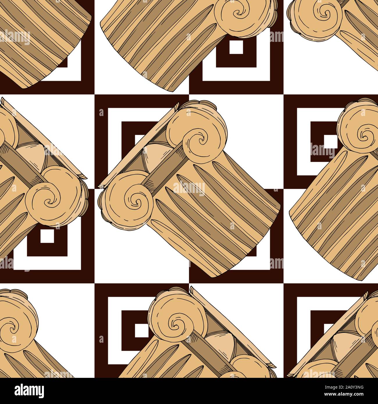Vector Antique greek columns. Black and white engraved ink art ...