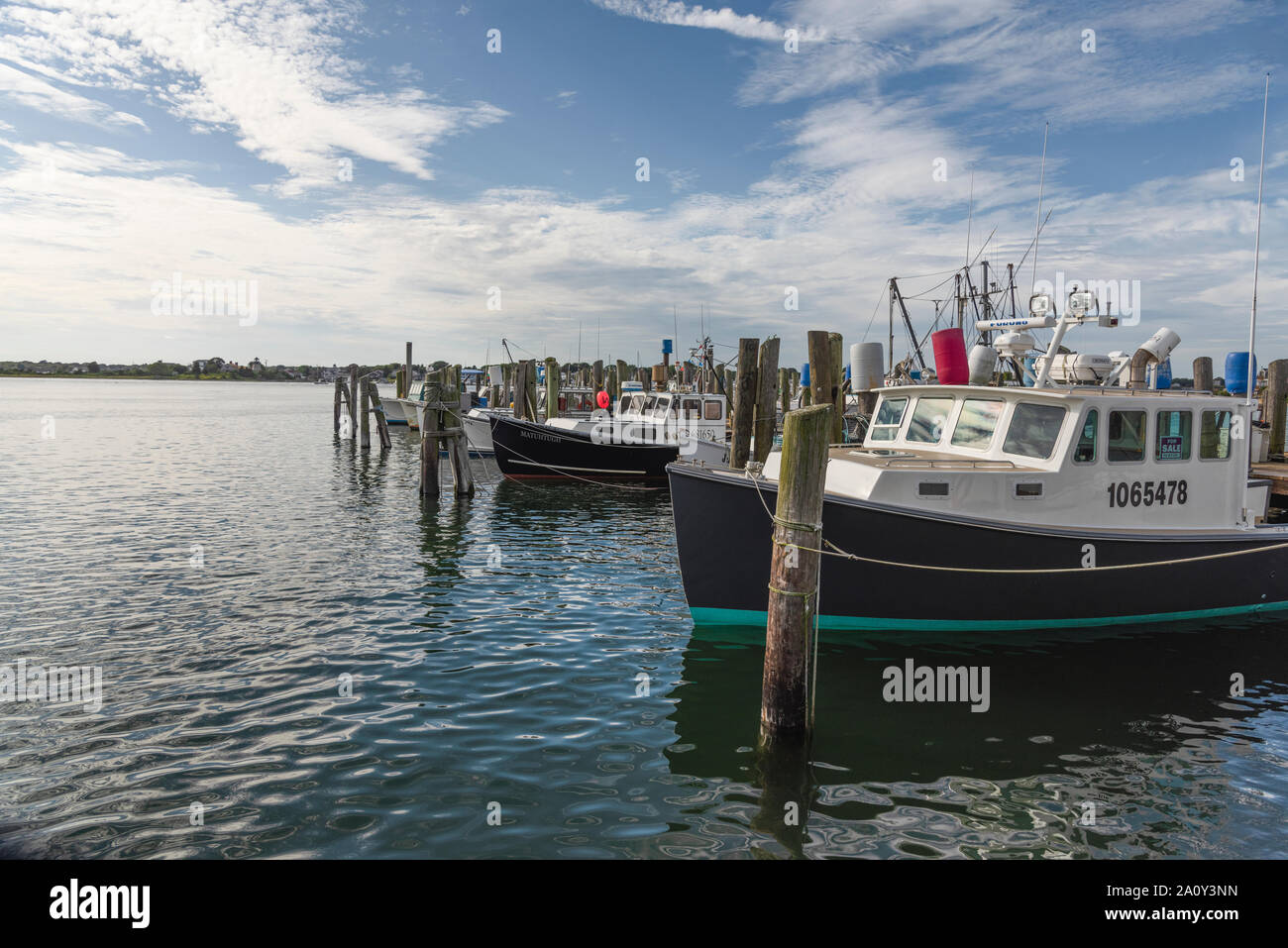 Commercial Boats moored at the Port of Galilee, Rhode Island USA Stock ...