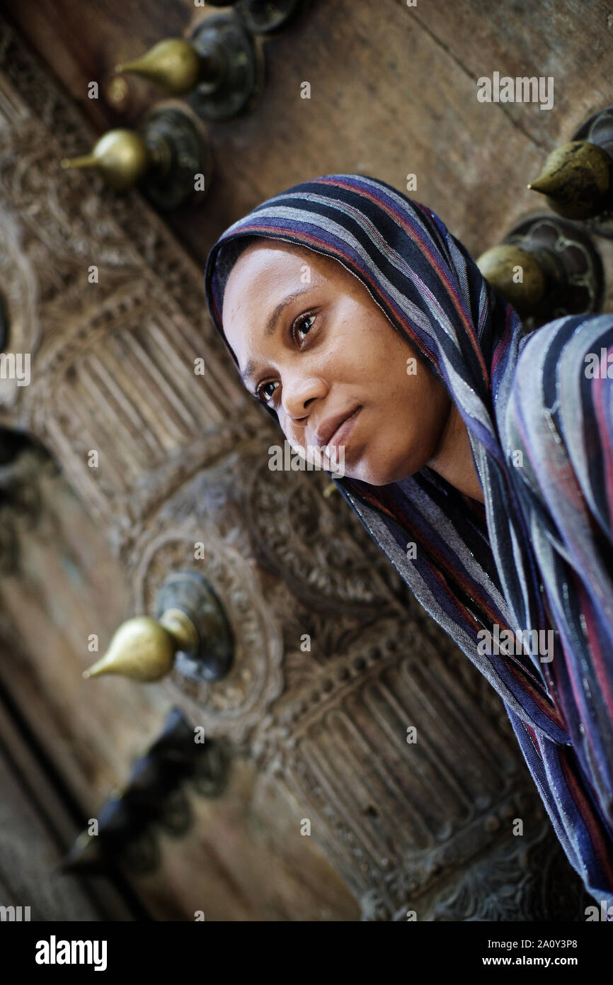 Veiled girl, Zanzibar Town, Tanzania Stock Photo - Alamy
