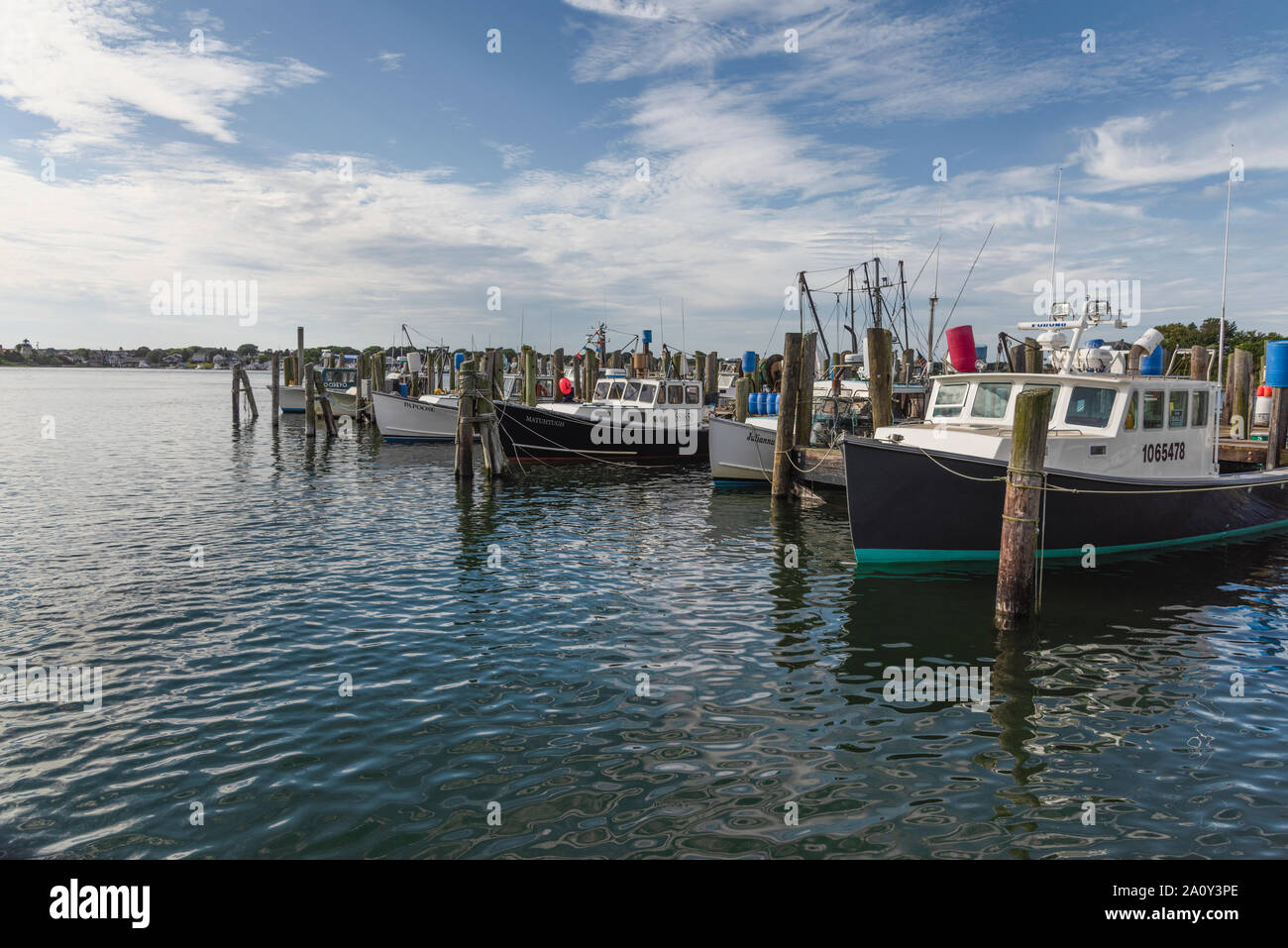 Commercial Boats moored at the Port of Galilee, Rhode Island USA Stock ...