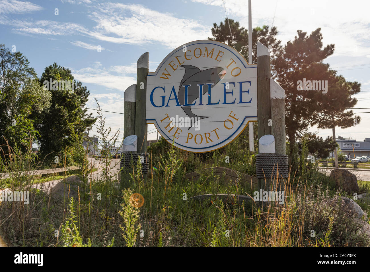 The Port of Galilee Rhode Island Welcome Sign USA Stock Photo - Alamy