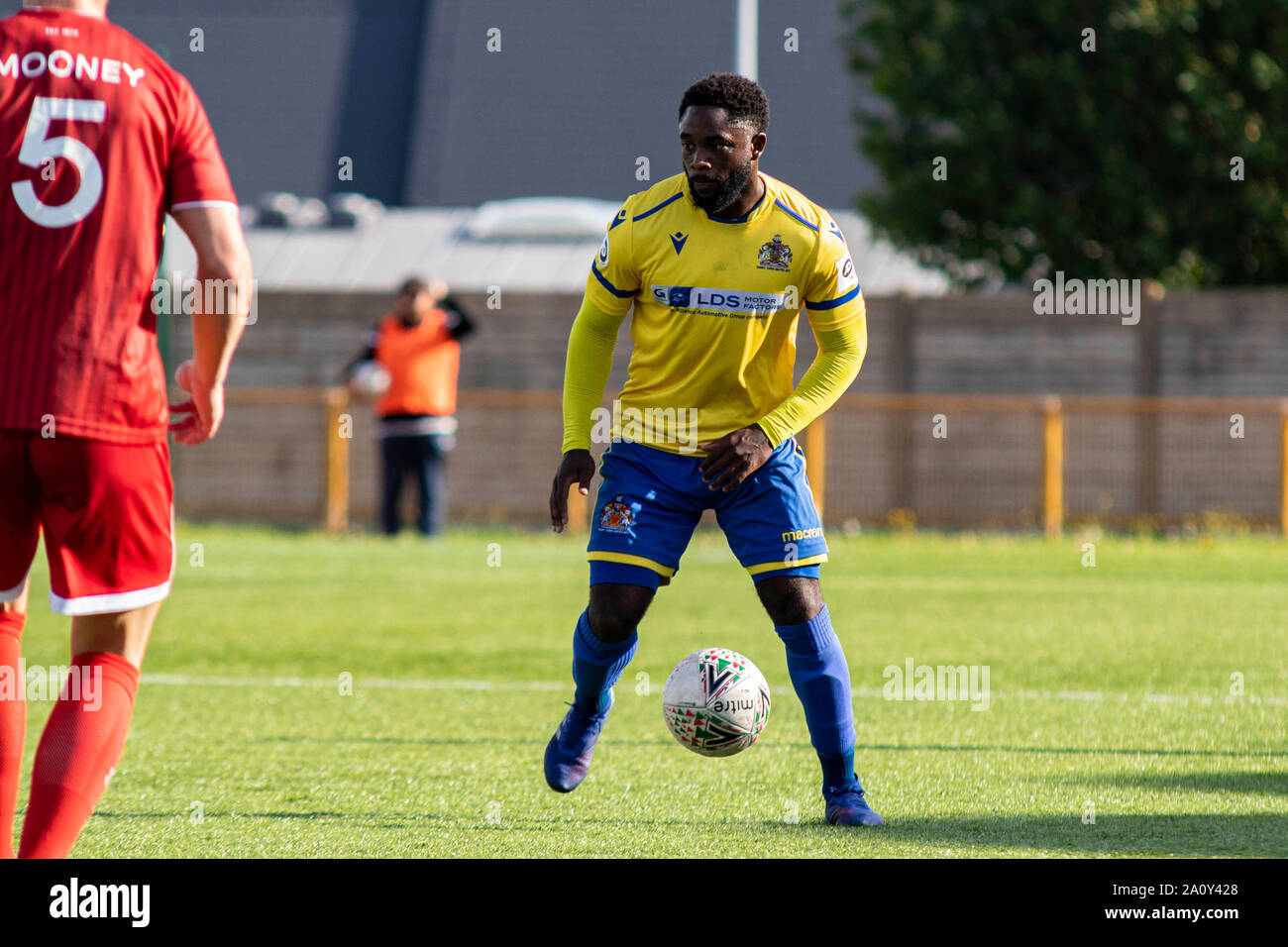 Kayne McLaggon of Barry Town. Barry Town United v Cefn Druids JD Cymru ...