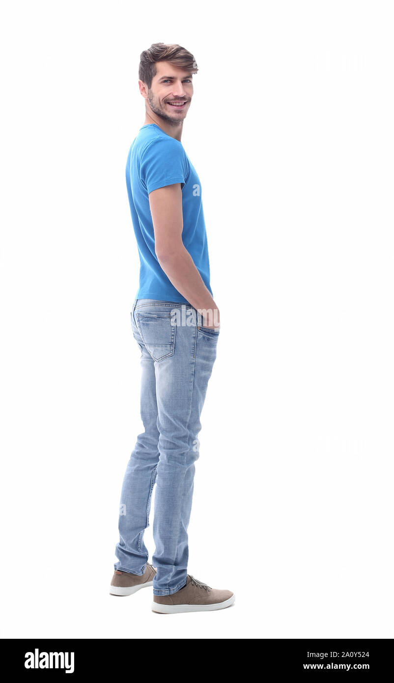 side view . modern stylish guy looking at the camera Stock Photo - Alamy