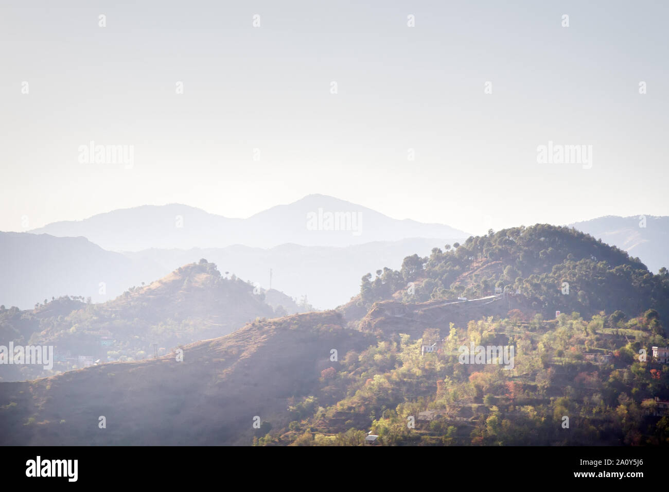 Spring mountain landscape of Outer Himalayas, Himachal Pradesh, India ...