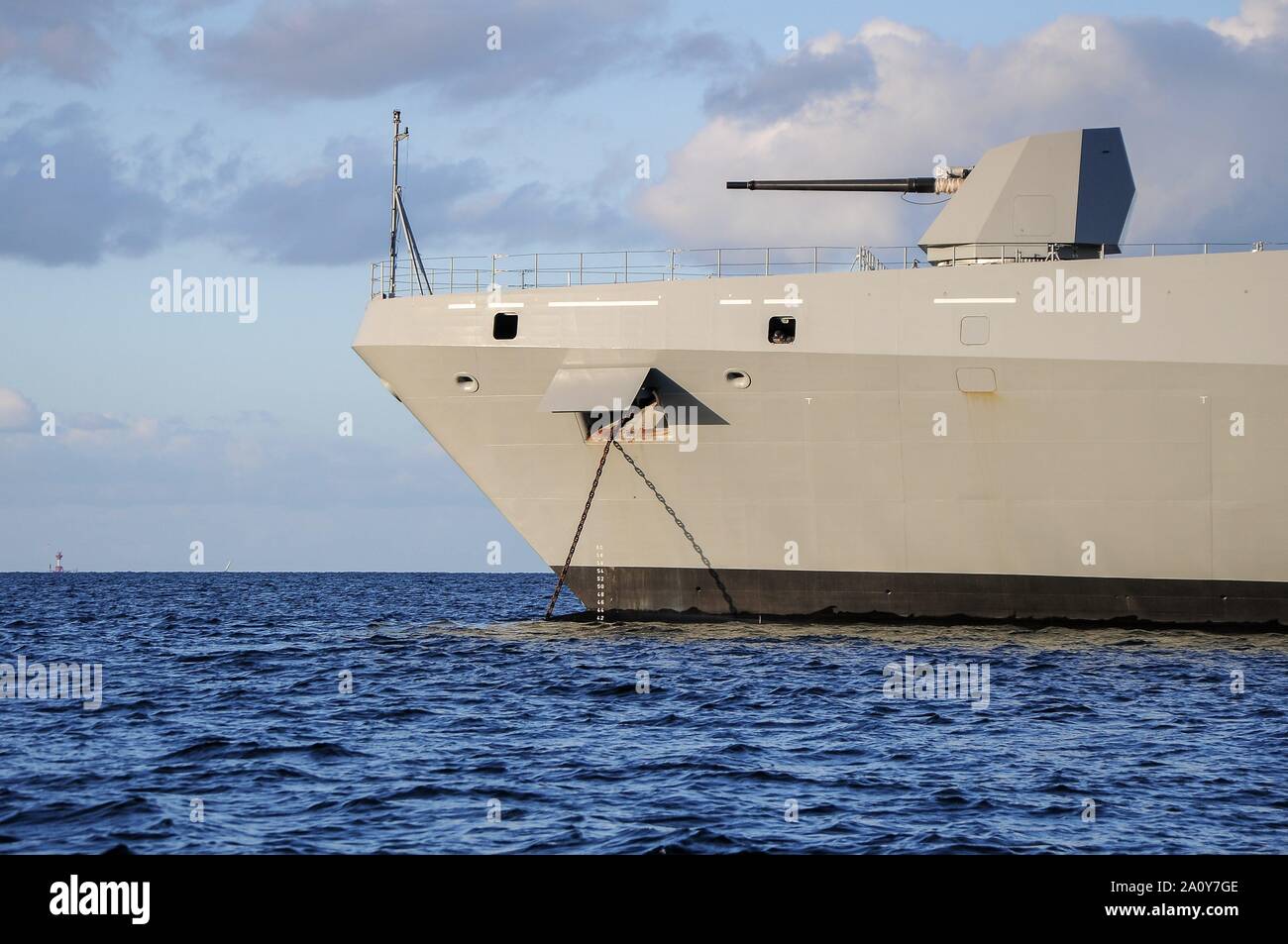 Frigate of the type MEKO A-200AN, the F 911 'El Moudamir' at anchor in ...