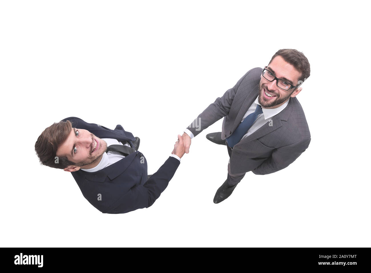 top view. business people shaking hands. isolated on white Stock Photo ...