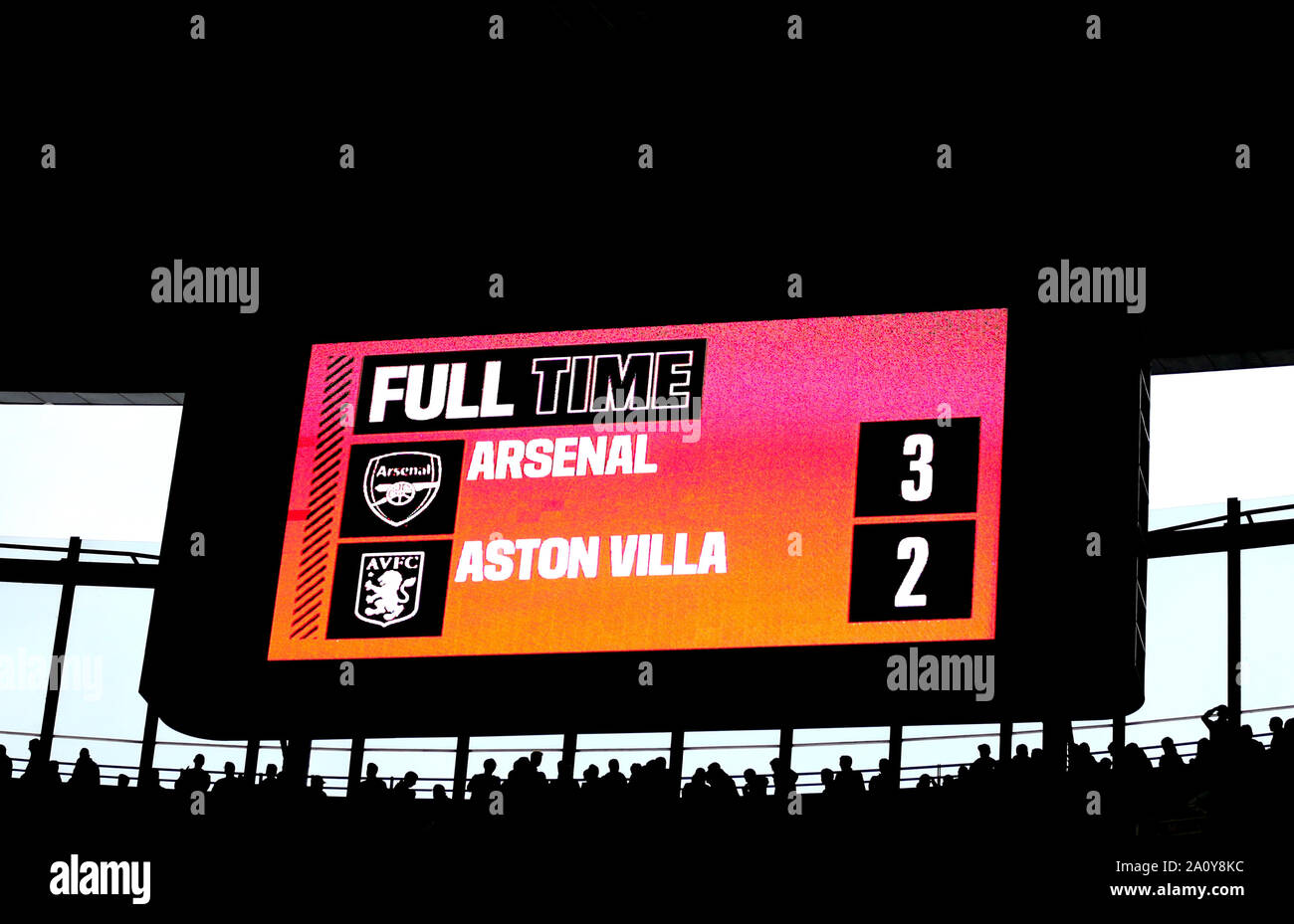 A general view of the final score being displayed on screen at the end ...