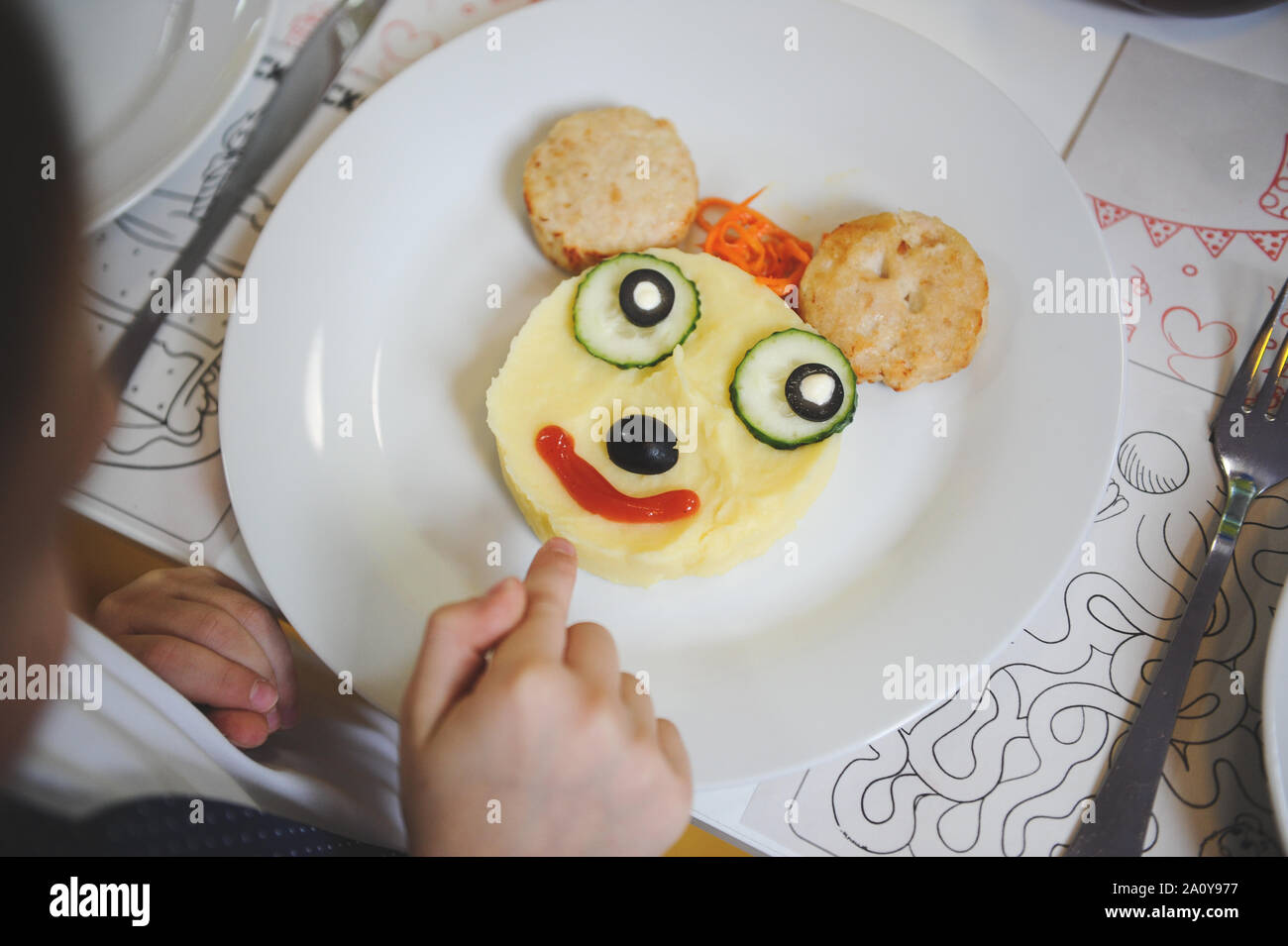 Cartoon happy boy pointing hi-res stock photography and images - Alamy